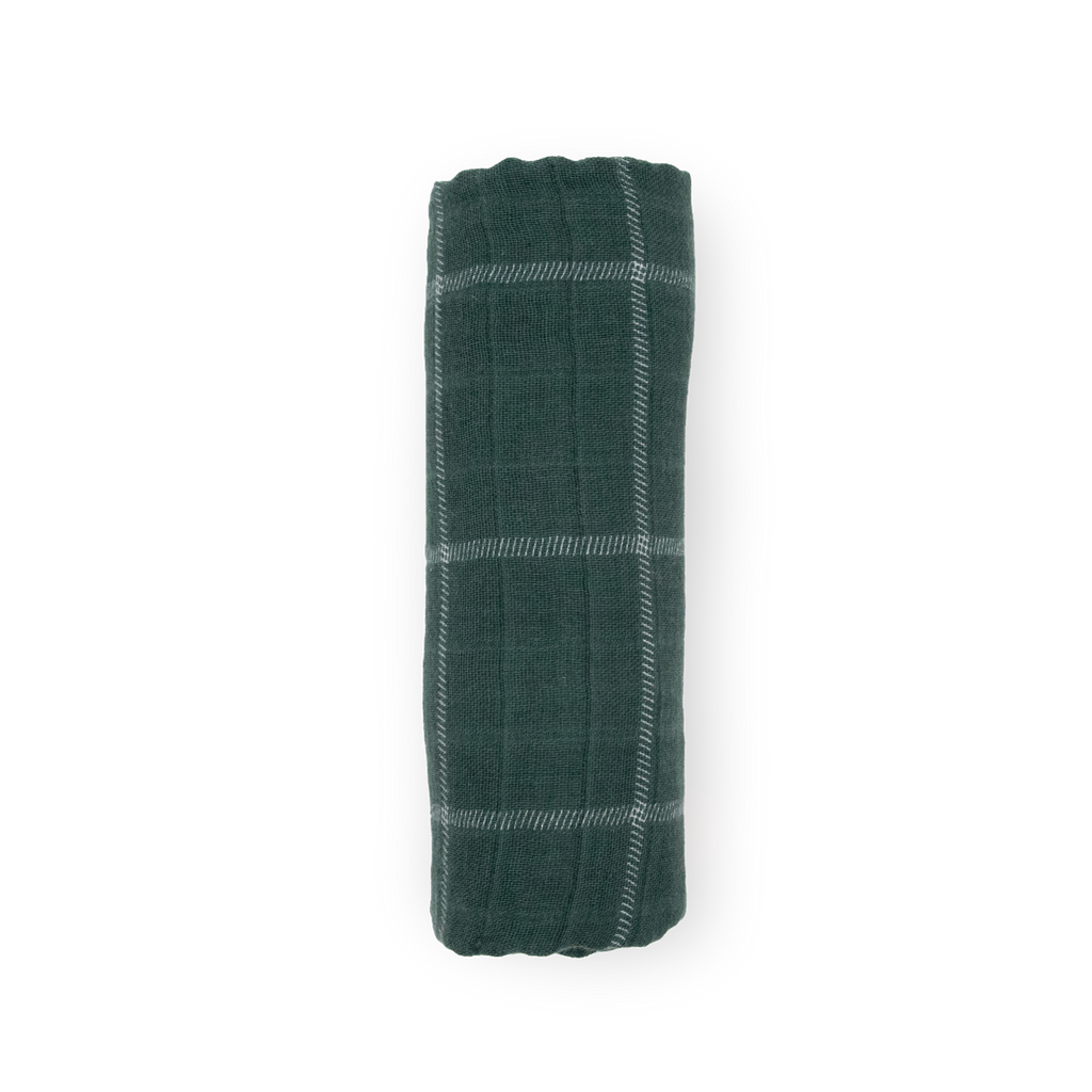 Evergreen Plaid Swaddle Blanket | Soft Cotton Muslin Wrap | Little ...