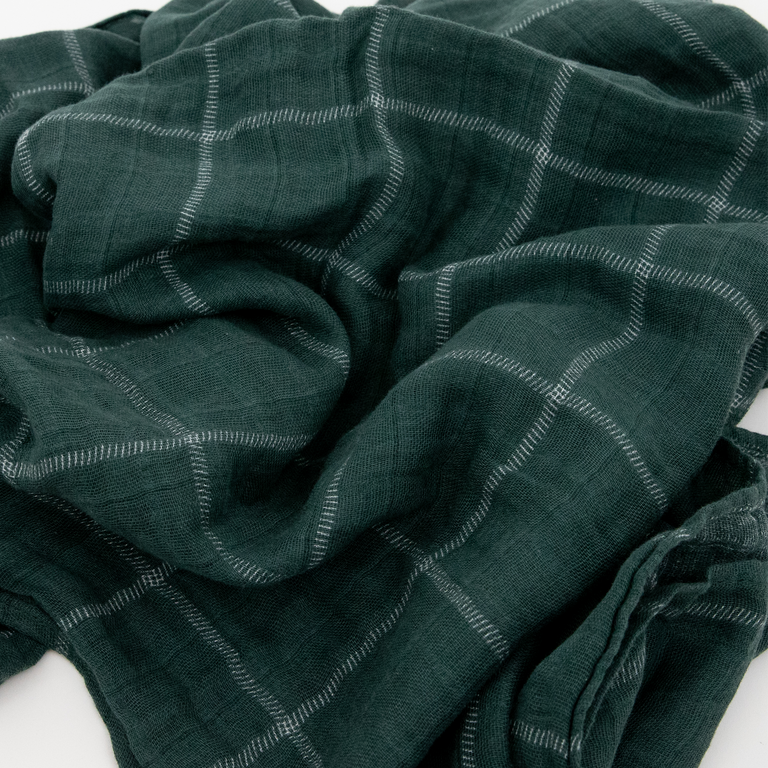 Evergreen Plaid Swaddle Blanket | Soft Cotton Muslin Wrap | Little ...