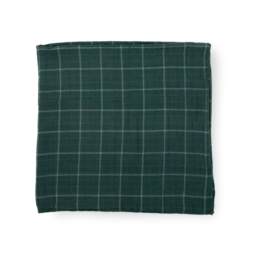 Evergreen Plaid Swaddle Blanket | Soft Cotton Muslin Wrap | Little ...