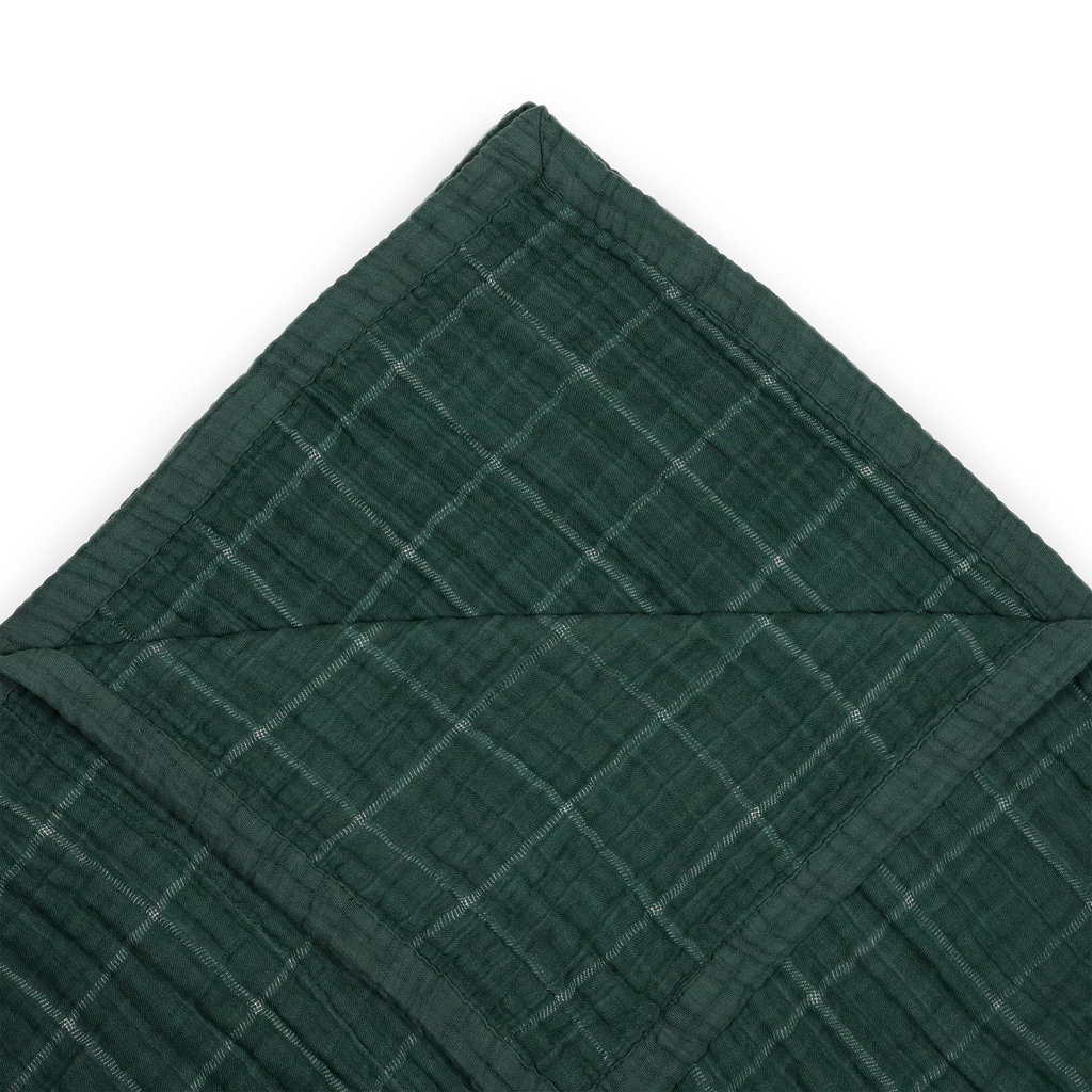 Cotton Muslin Quilted Throw - Evergreen Plaid – Little Unicorn USA