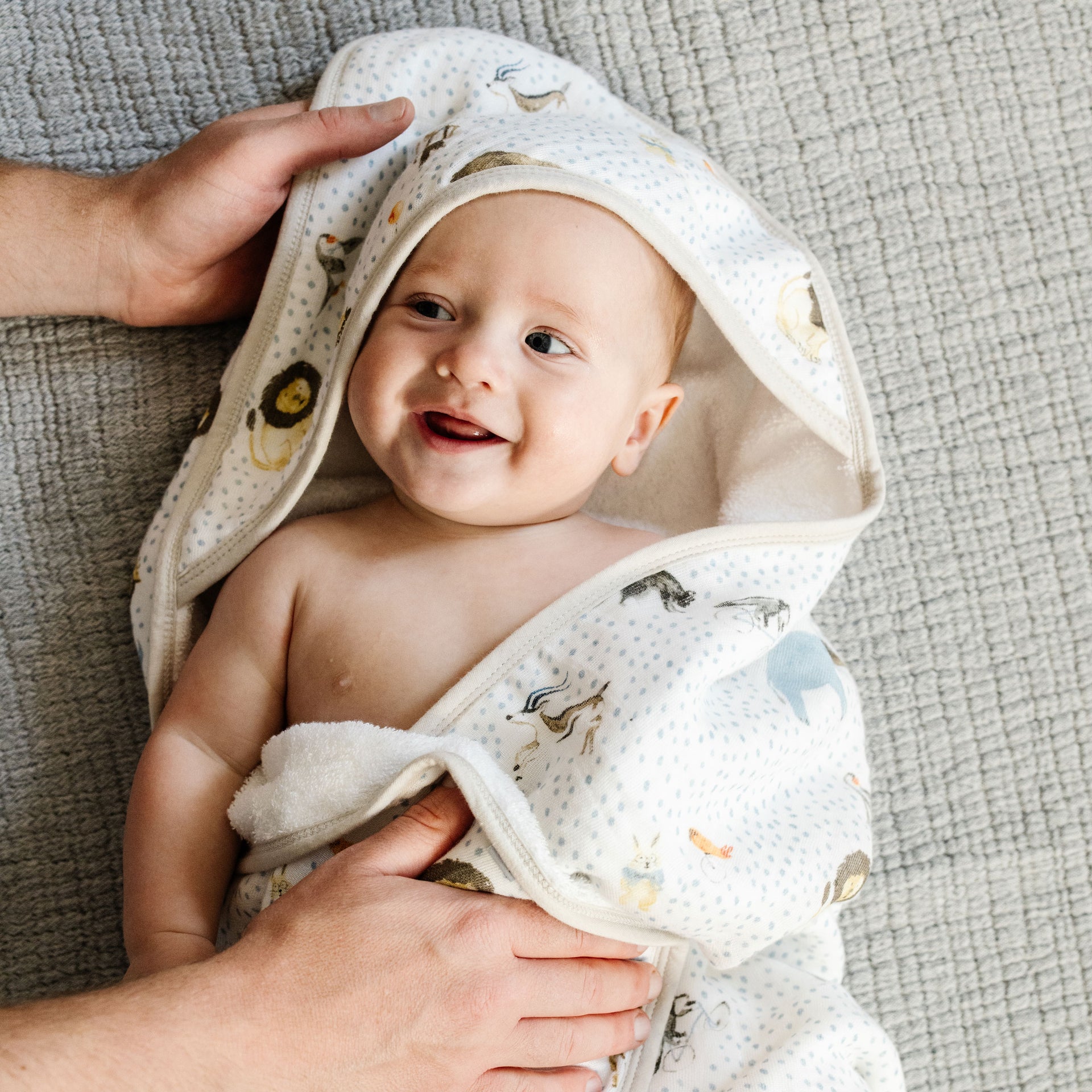 Infant Hooded Towel Animal Print | Baby Bath Essentials | Little ...