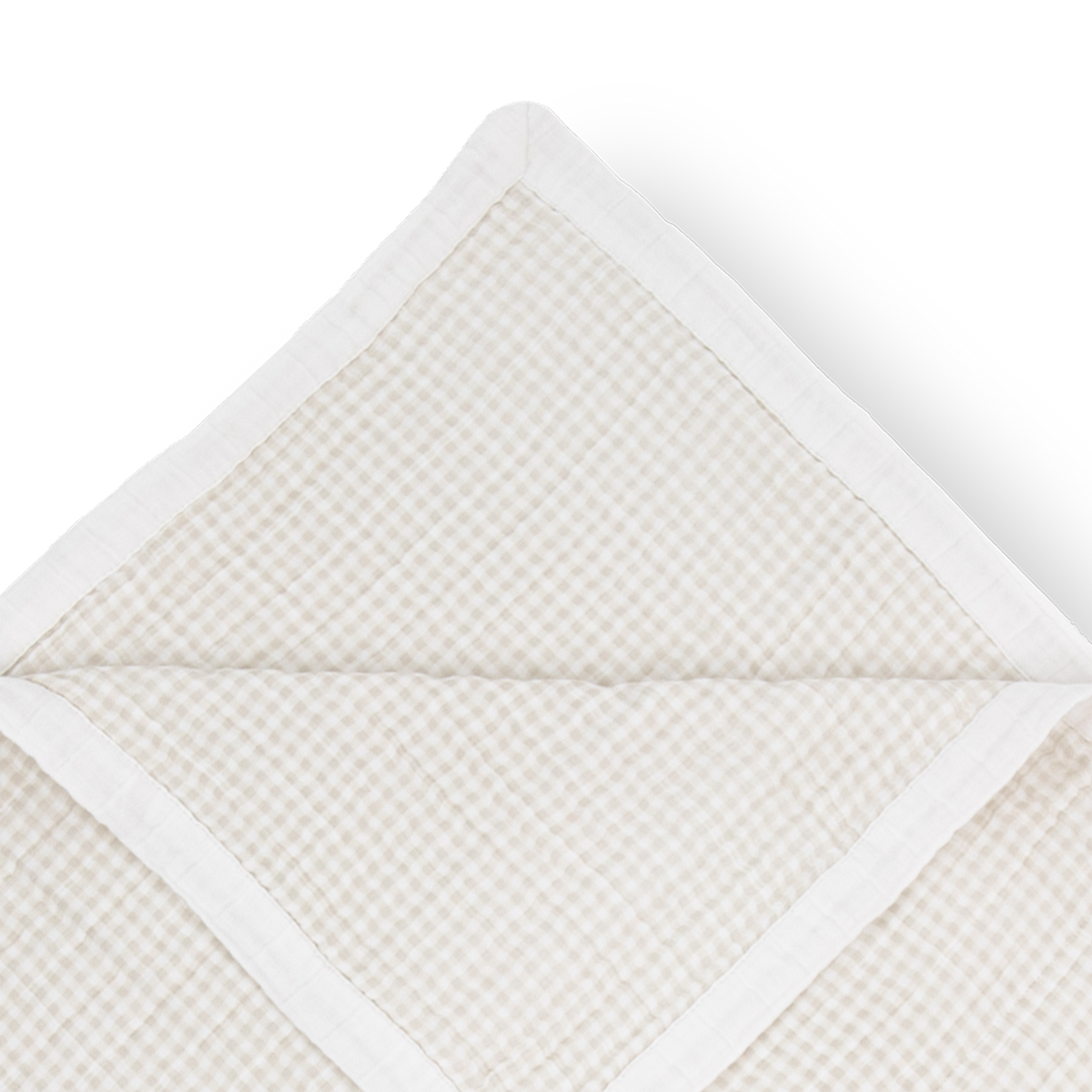 Tan Gingham Muslin Quilted Throw | Little Unicorn USA