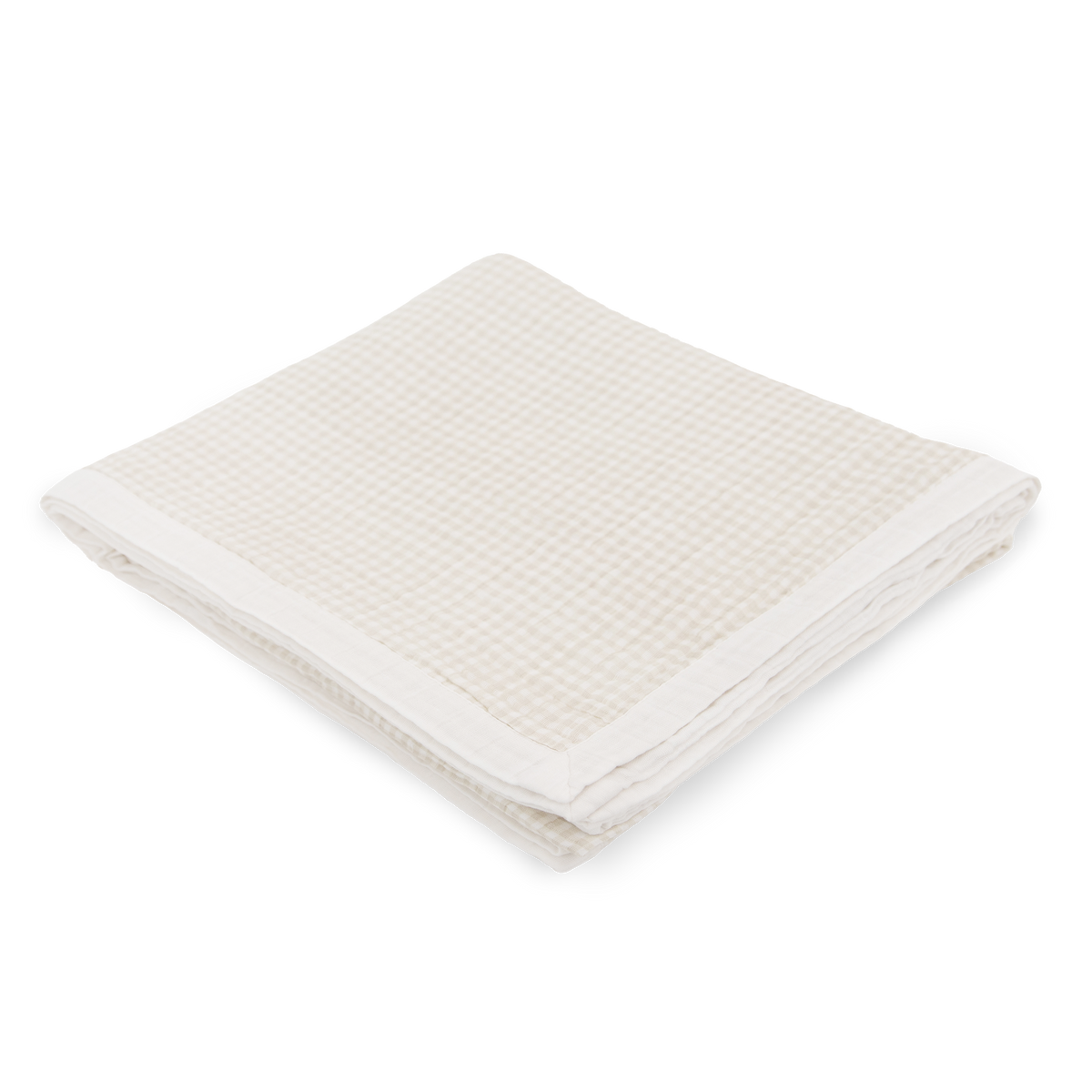 Tan Gingham Muslin Quilted Throw | Little Unicorn USA