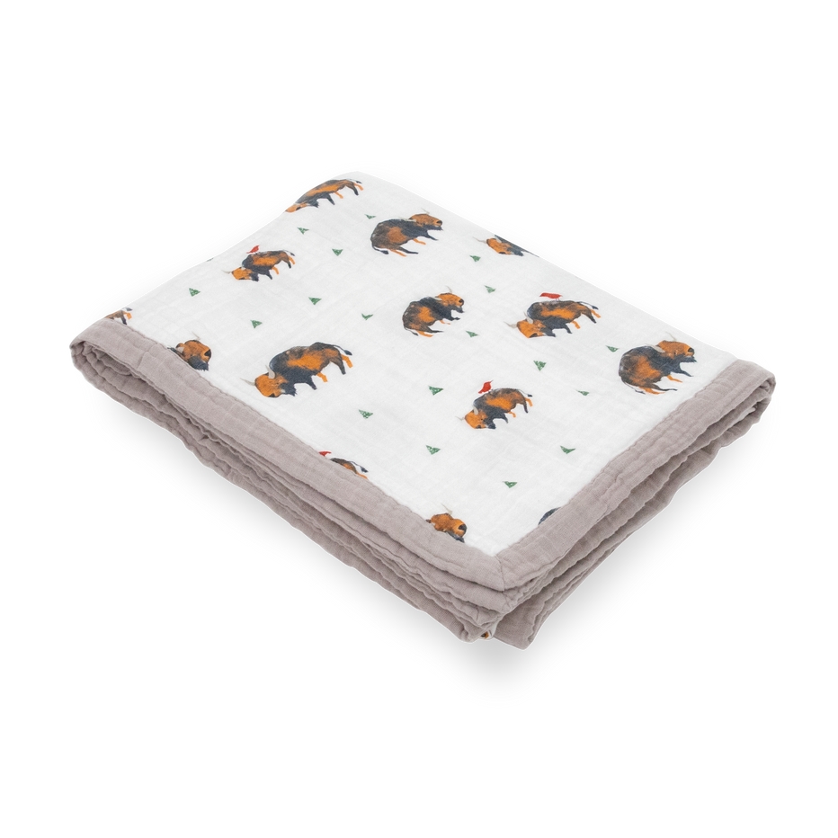 Cotton Muslin Throw Blanket - Bison – Little Unicorn USA