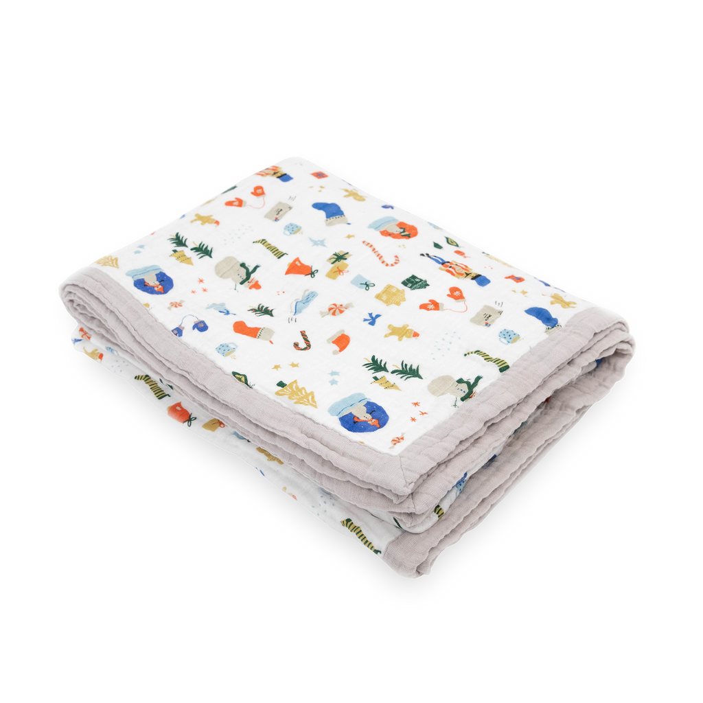 Cotton Muslin Quilted Throw - Christmas Time – Little Unicorn USA