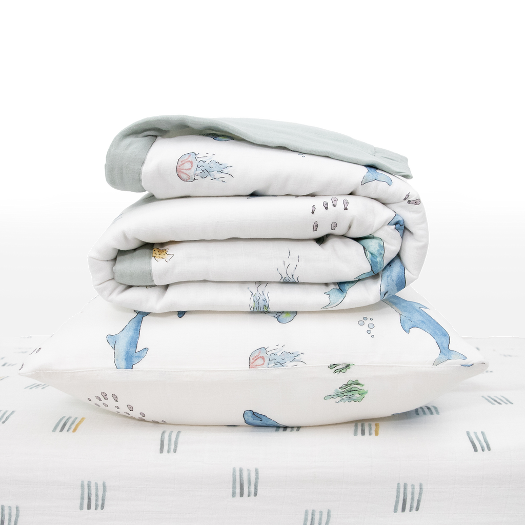 Cotton Toddler Bedding | Whales Design Bedding Set | Little Unicorn USA