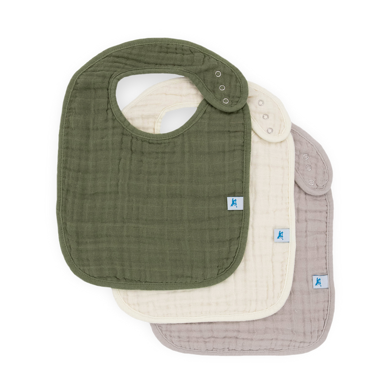 Cotton Muslin Classic Bib 3 Pack | Fern Colored Bibs | Little Unicorn USA