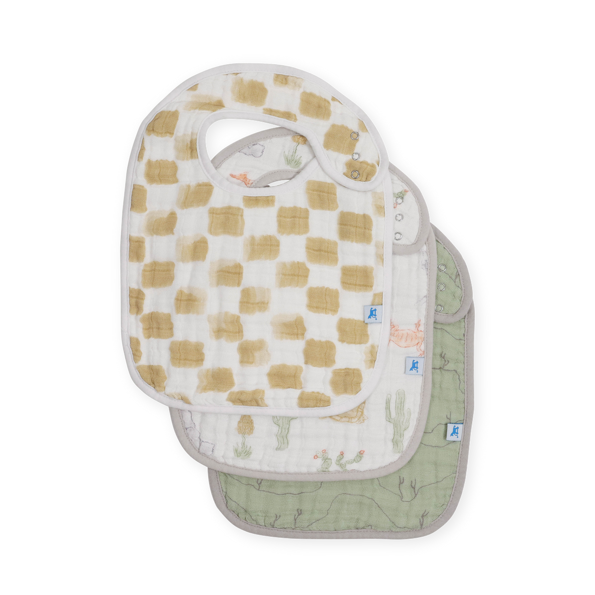 Cotton Muslin Bibs | Adobe Checker Classic Bib 3 Pack | Little Unicorn USA