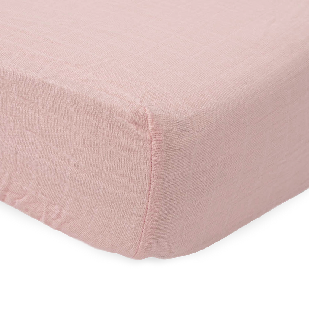 Light Pink Crib Sheet | Cotton Muslin Sheets | Little Unicorn USA